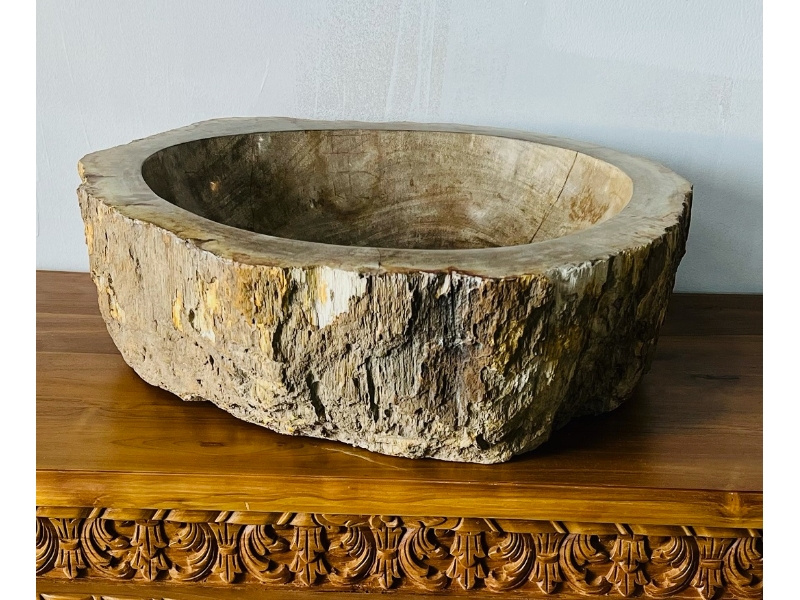 Impresionante lavabo realizado en madera fosilizada del cretacico, de ...